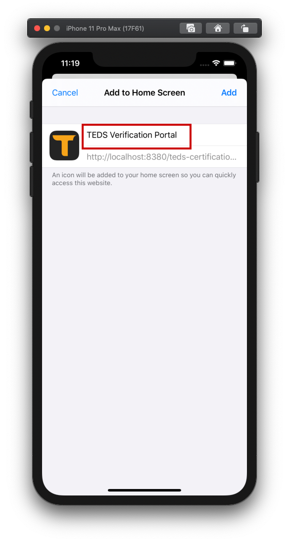 Install the TEDS Verification Application On an IOS Device